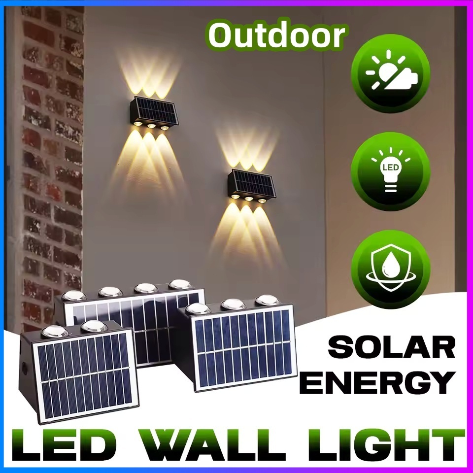 Solar LED Wall Light Outdoor Waterproof Warm Garden Decoration LED Wall ...