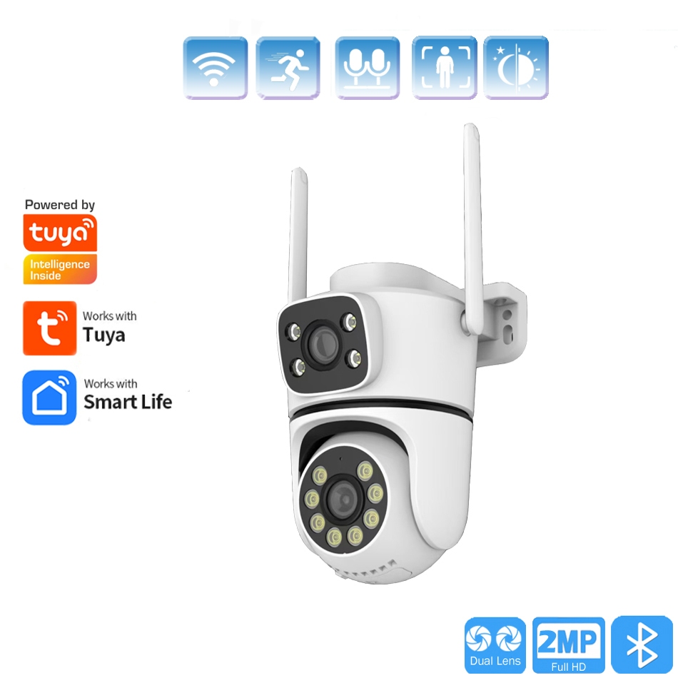 Outdoor Dual Lens IP WiFi Security Camera 12V LAN port Tuya Smart Life ...