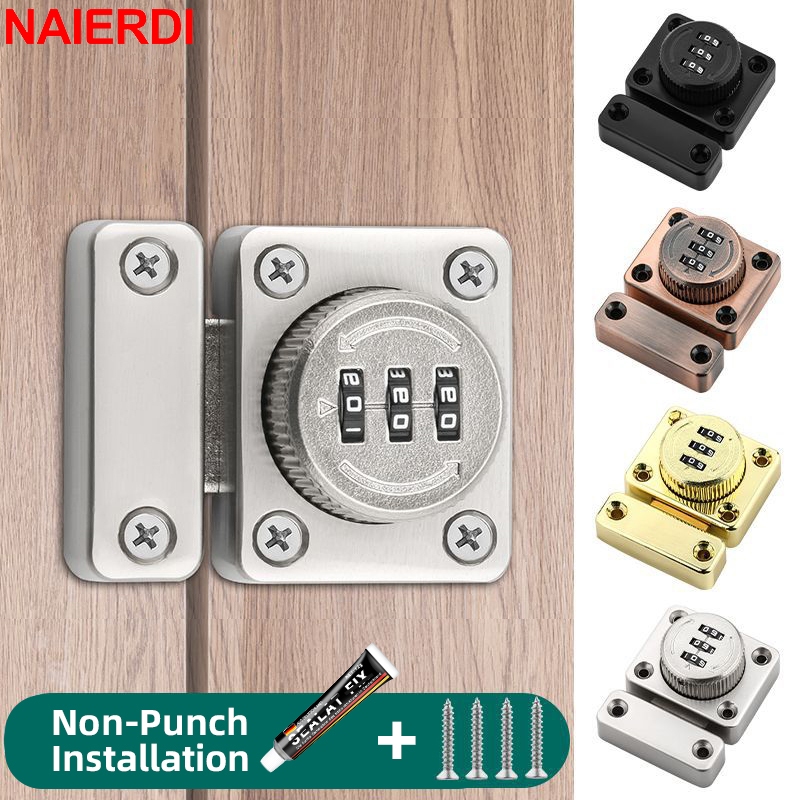 NAIERDI 3 Digit Security Cabinet Password Locks Non-Punch Keyless Door ...