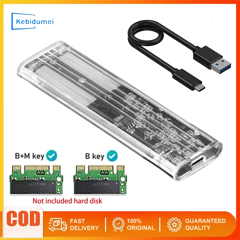 M.2 NGFF SATA NVME SSD Type-C Cabinet 3.1 SSD Adapter Transparent Solid ...