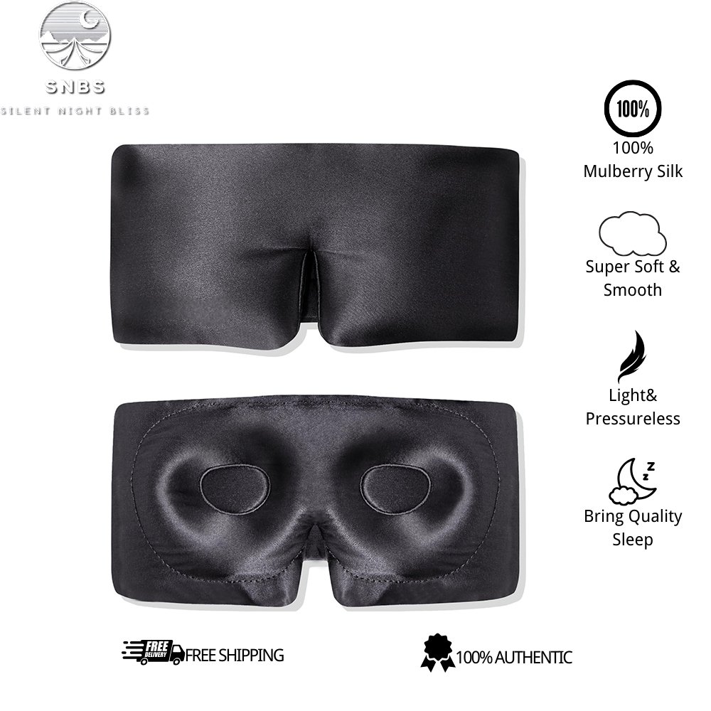 3D Mulberry Silk Sleep Mask with Eye Cups - Blackout Sleep Mask for Men ...