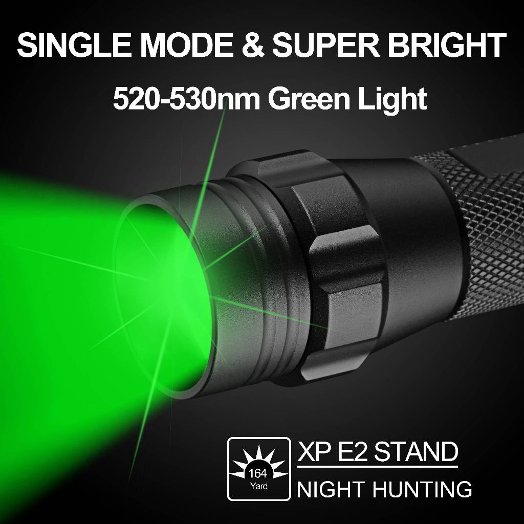 WF-508G Zoomable LED Green Hunting Light, Tactical Green Flashlight for ...
