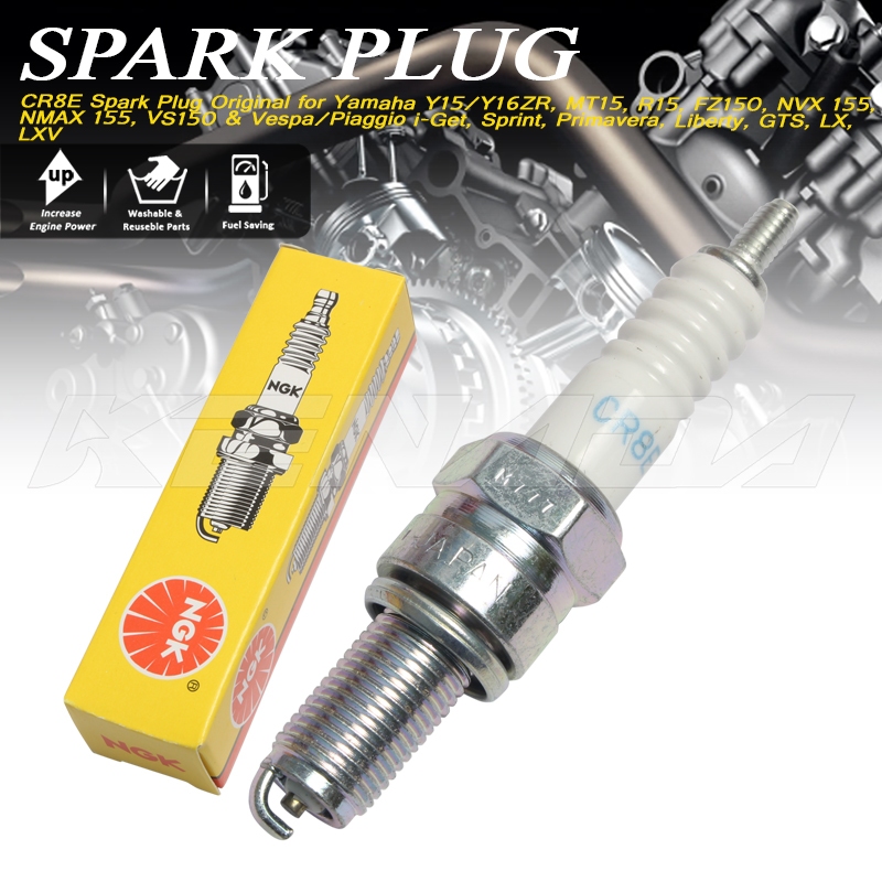 CR8E Spark Plug for Y15/Y16ZR, MT15, R15, FZ150, NVX 155, NMAX 155 ...