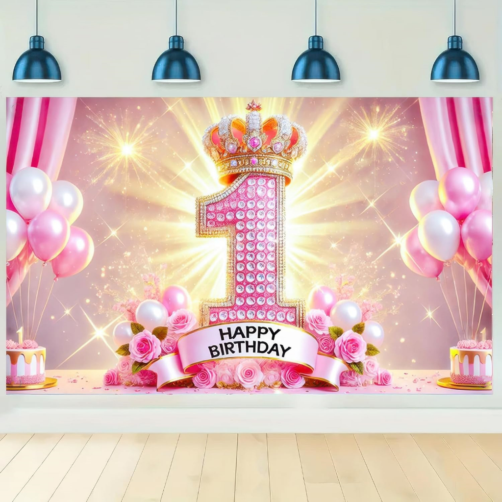 5x3ft Happy 1st Birthday Photography Backdrop for Girls Diamond Happy ...