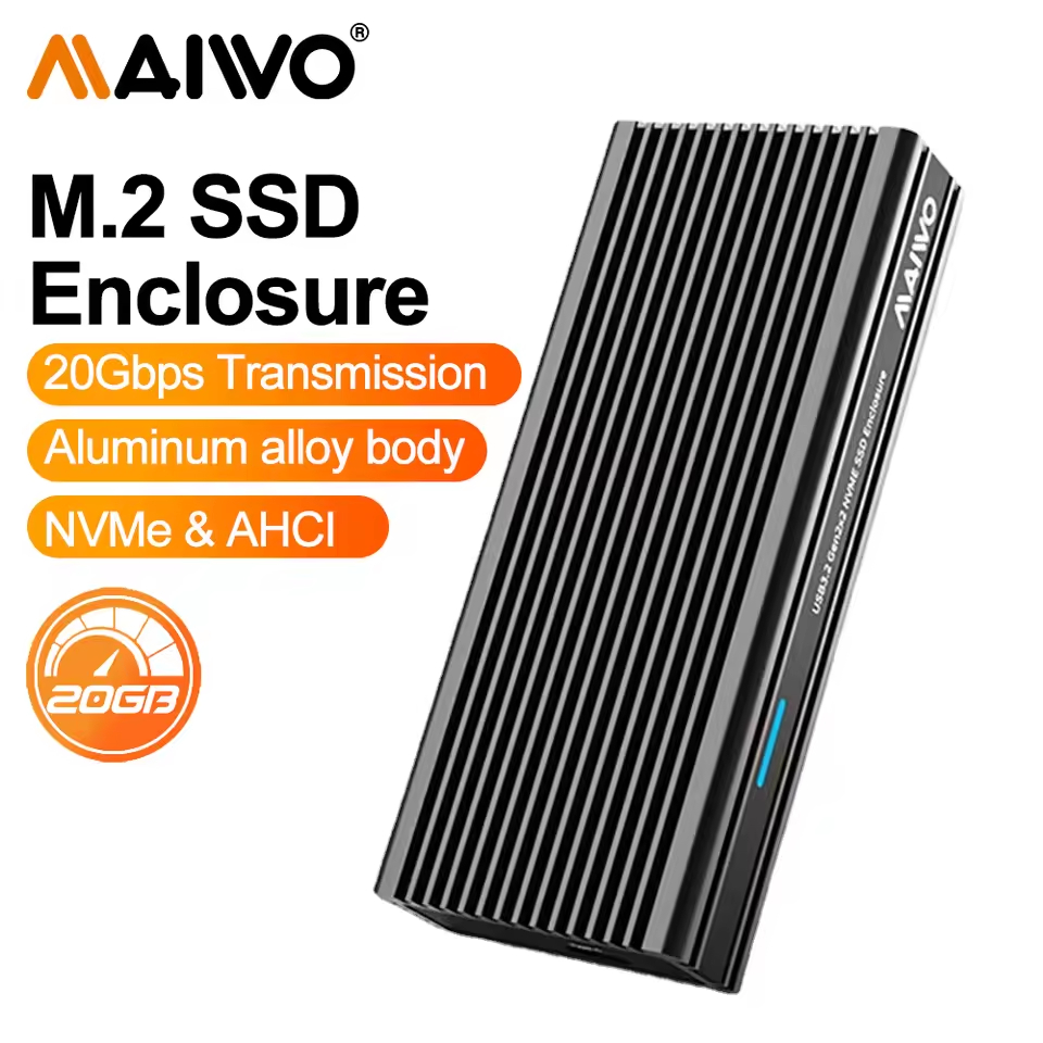MAIWO 20Gbps M.2 NVME SSD Case with Built-in Cooling Vest Upgraded ...