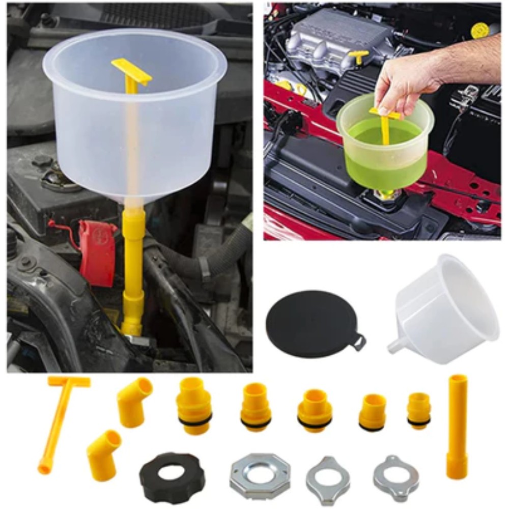 Car Radiator Coolant Filling Funnel Kit Spill Proof Car Water Cooling ...