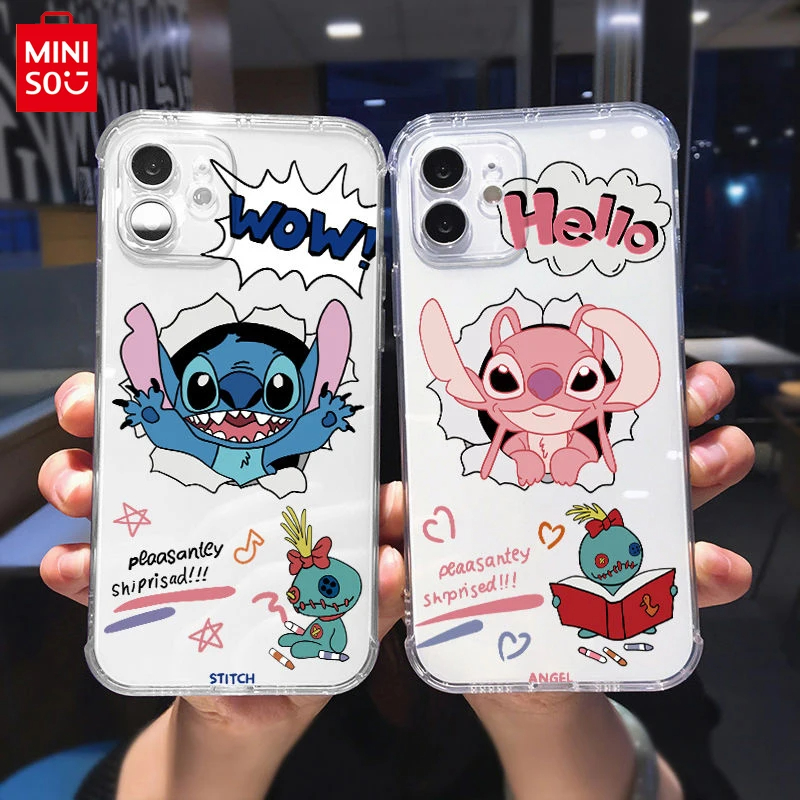 MINISO Stitch Phone Cases For iPhone 16 15 14 11 12 13 Pro MAX Mini 8 ...