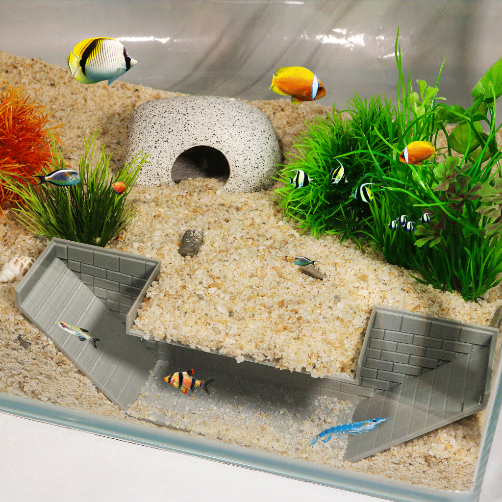Underground Grey Textured Fish Tunnel Cave Aquarium Fish Tank Decorate ...