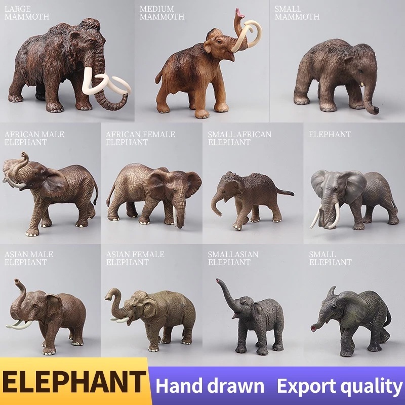 Africa Wild Elephant Mammoth Family Simulation Animals Models Set Zoo ...