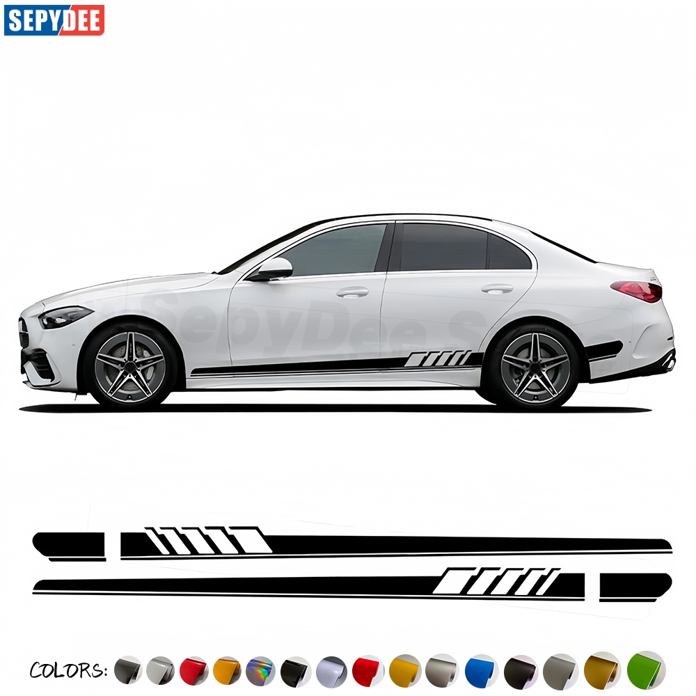 2 Pcs Door Side Stripes Skirt Sticker For Mercedes Benz C Class 2022 ...