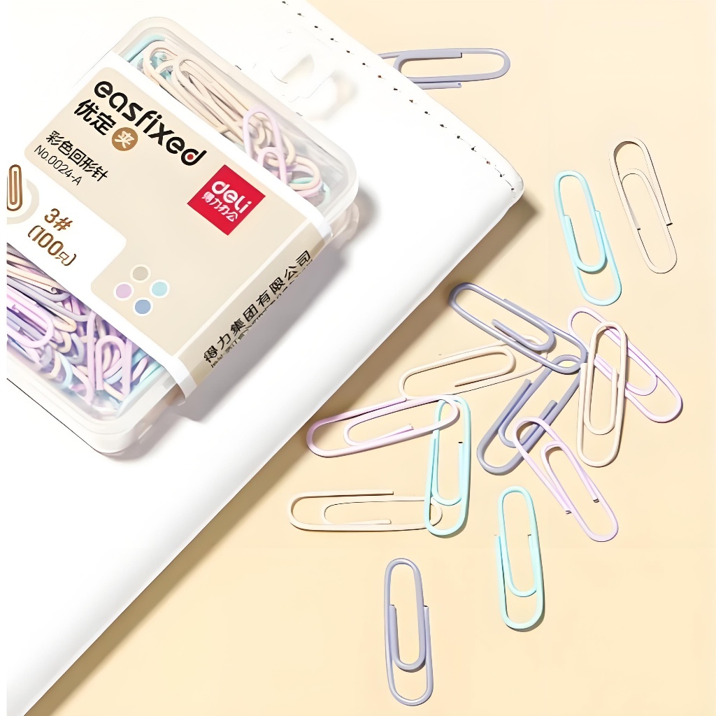 Deli 100pcs Paper Clips Color Paper Clip Silver Clips Office Stationery ...