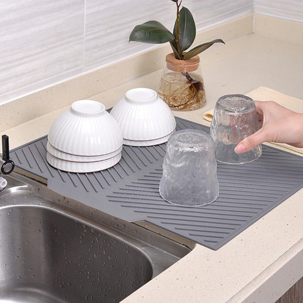 Silicone Draining Board Mats Dish Drying Mat, With Drain Outlet ...