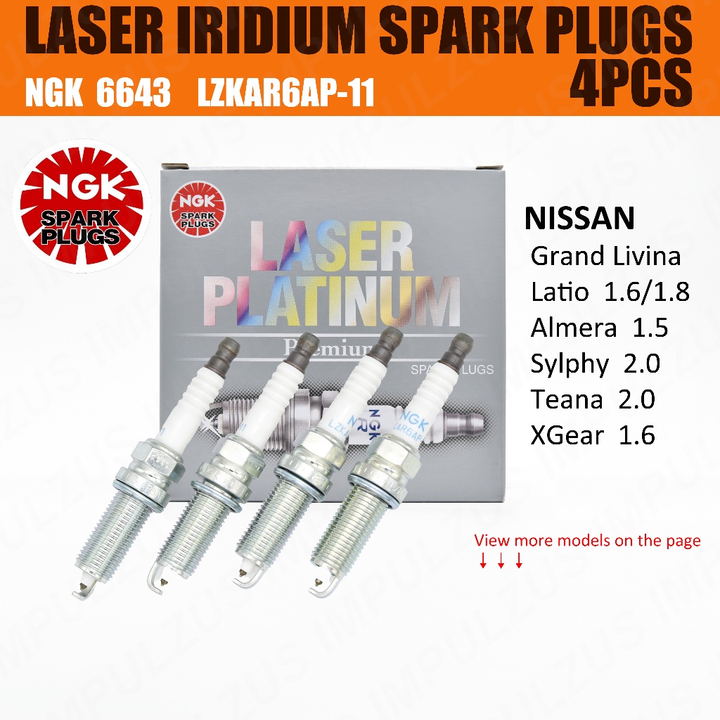 100% ORIGINAL NGK 6643 LZKAR6AP-11 Laser Iridium Spark Plug For NISSAN ...