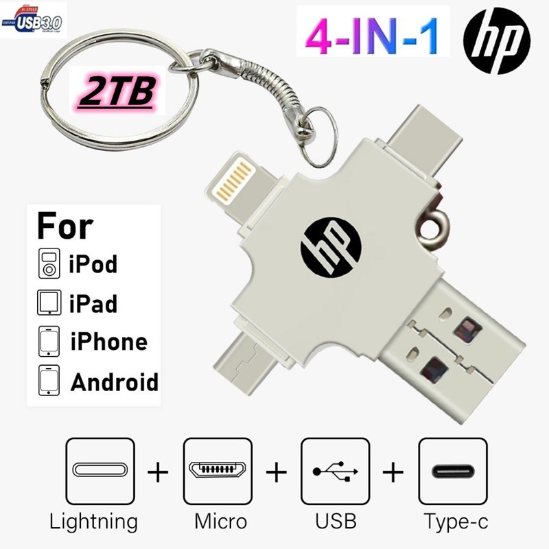 2TB 4in1 flash drive USB 3.0 memory stick OTG Pendrive fast Type-C 1TB ...