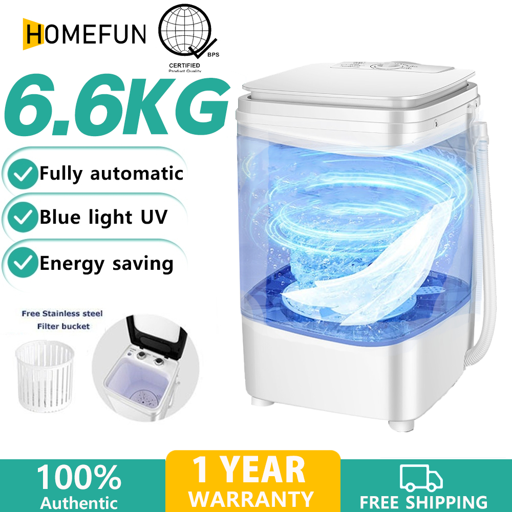 HOMEFUN Portable Washing Machine With Dryer 6.6KG/8.8KGBlue Light ...