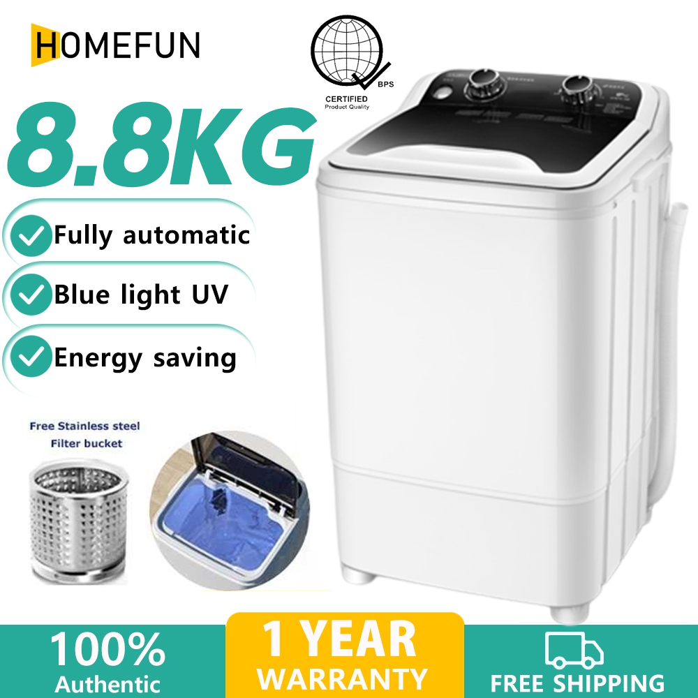 HOMEFUN Fully Automatic Mini Washing Machine With Dryer Mesin Basuh Washer Mesin Basuh Auto Mini ...