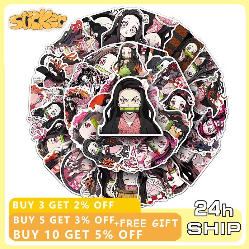 50pcs Anime Kamado Nezuko Stickers DIY Phone Laptop Luggage Skateboard ...