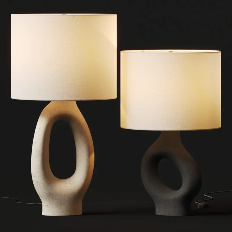wabi sabi Table Lamp resin lamp fabric lampshade Resin Table Lamp ...