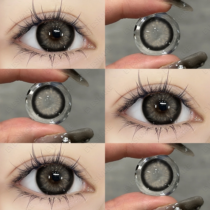 Eyeshare Contact Lens SWAN Gray 14.5mm 1 Pair/2 Pcs Big Eyes Gray Brown ...