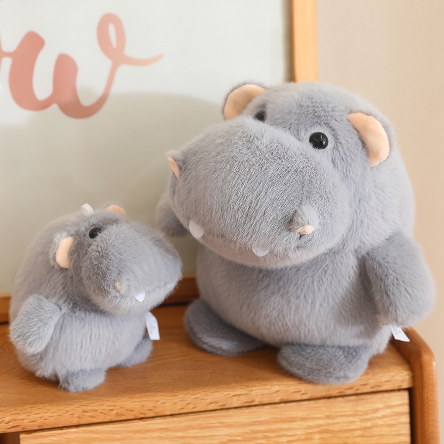 Hot Cute Fluffy Hippo Plush Toy Soft Stuffed Cartoon Hippopotamus ...