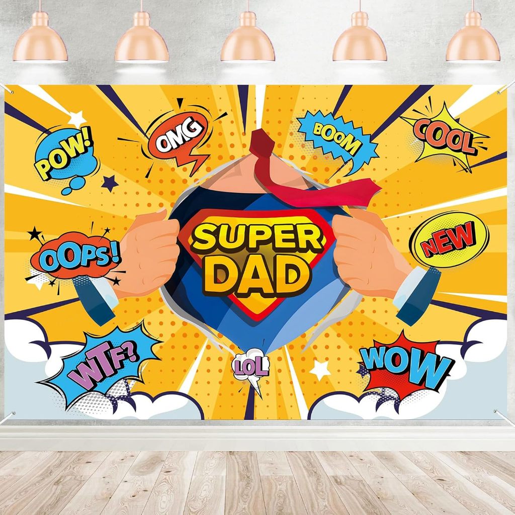Super Dad Super Movie Heroes Backdrop Decorations for Happy Father’s ...