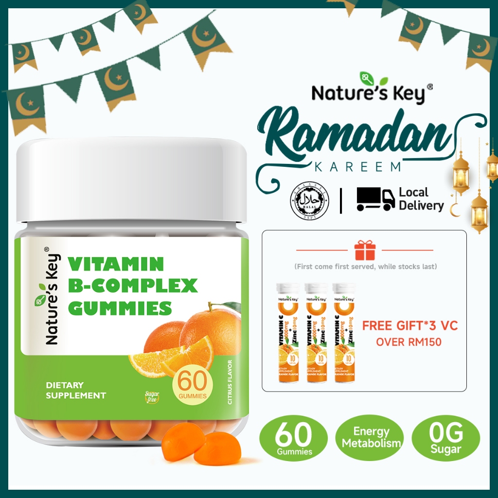 Nature's Key Halal Vitamin B Complex Vegan Gummies for Energy and ...