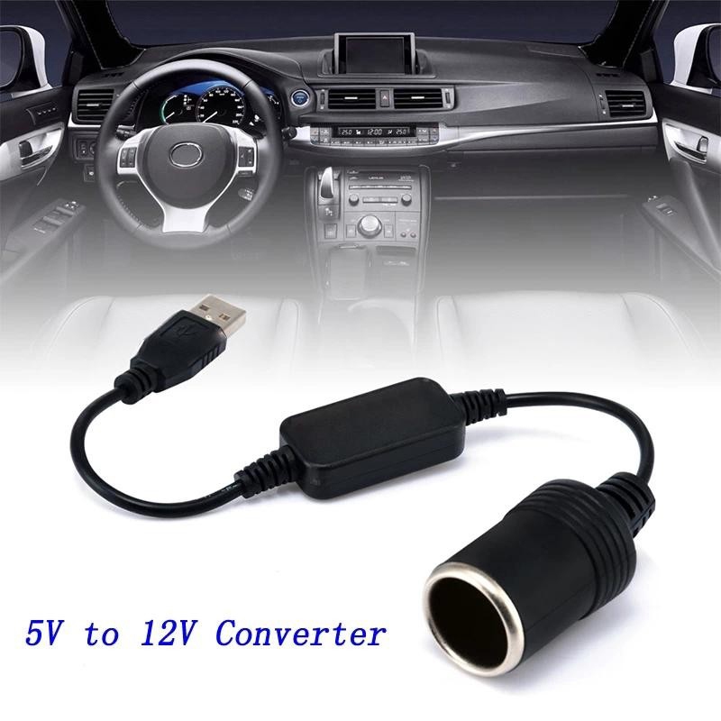 【Fast Ship】Car Converter Adapter Wired Controller USB to Cigarette Lighter Socket 5V to 12V ...