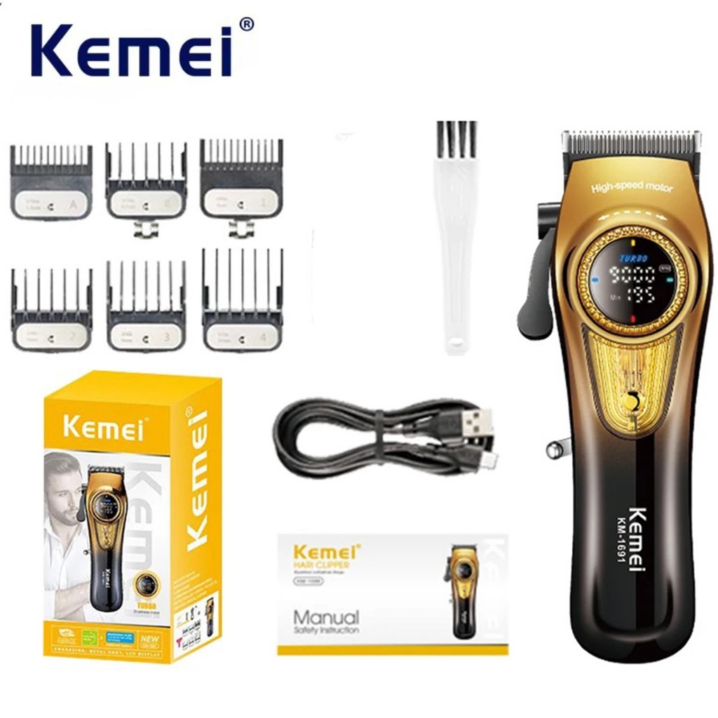 Kemei Professional Barber Fade Hair Clipper Cordless Electric Trimmer 9000RPM Rechargeable Men ...