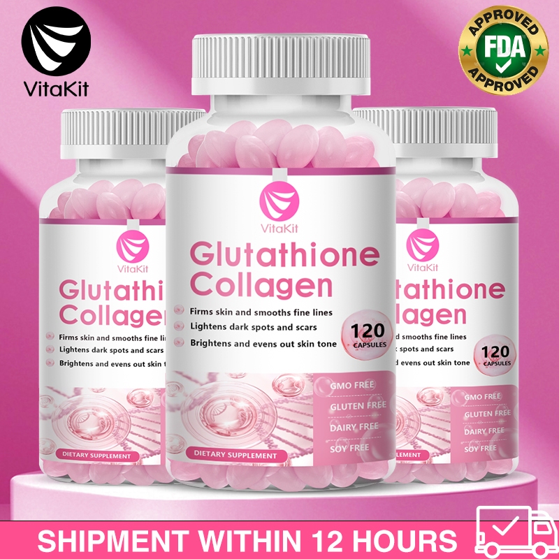 Glutathione Collagen 120 Capsules Skin Collagen Vitamin, Supports Hair ...