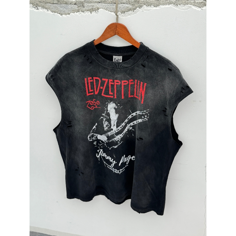Led Zeppelin Band} Limited Wasteland Style Hand-Worn Heavy Washing Vest ...