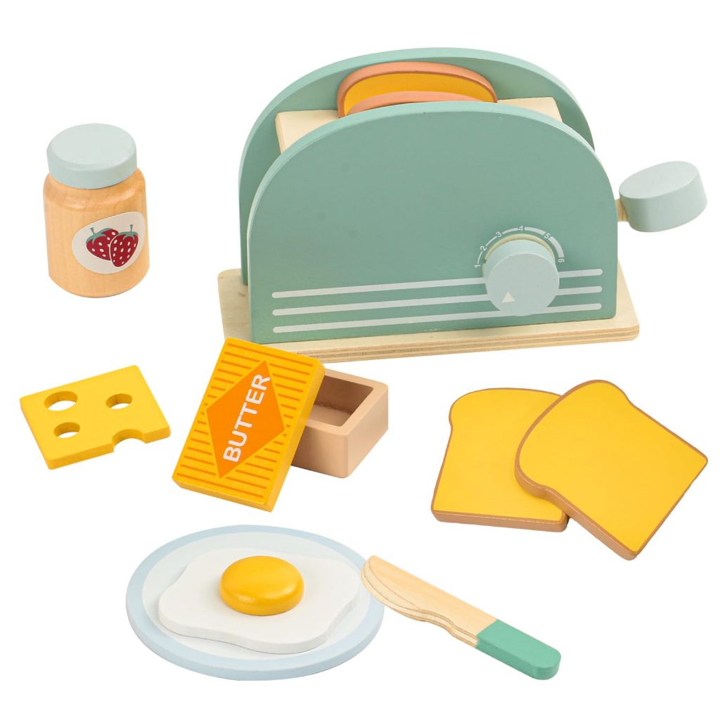 Wooden Pop Up Toaster Toys Play Set for Kids, Bread Maker Toy ...
