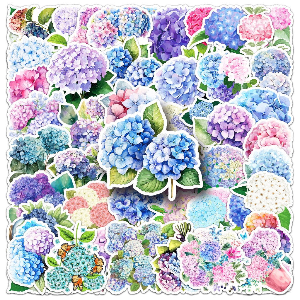 Funny 50Piece Hydrangea Flower Stickers For Phone Case Skateboard Car ...
