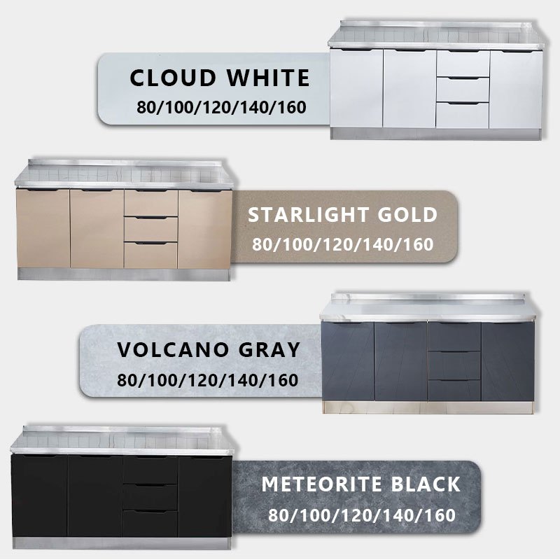 Ready Stock！Grey Industrial Kitchen Stainless Steel Sink Cabinet Table ...