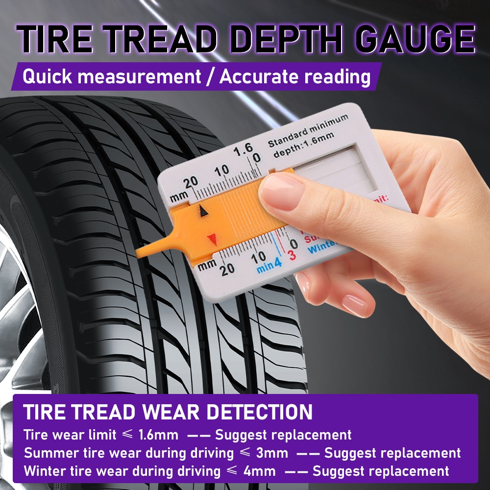 0-20MM Car Tire Pattern Depth Gauge Portable Tire Tread Depth Gauge Vernier Depth Caliper Tire ...
