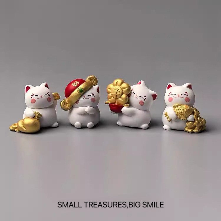 Zen Lucky Cat Desk Ornament - Movable Arm Stress Relief Decor for ...
