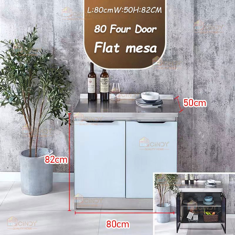 Ready Stock！Grey Industrial Kitchen Stainless Steel Sink Cabinet Table ...