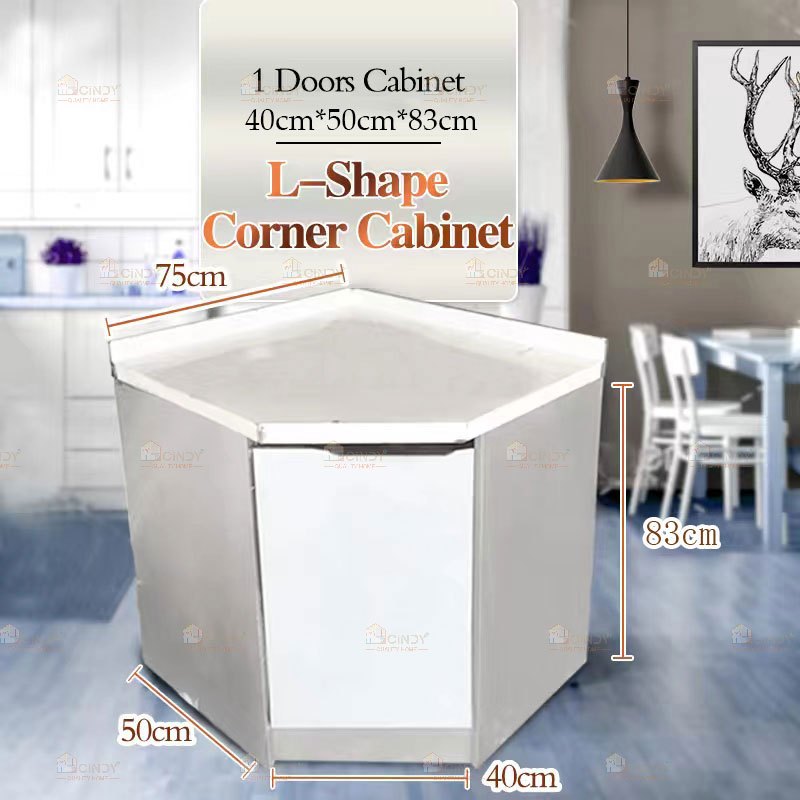 Ready Stock！Grey Industrial Kitchen Stainless Steel Sink Cabinet Table ...