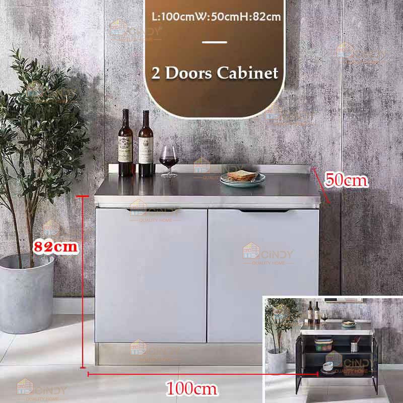 Ready Stock！Grey Industrial Kitchen Stainless Steel Sink Cabinet Table ...