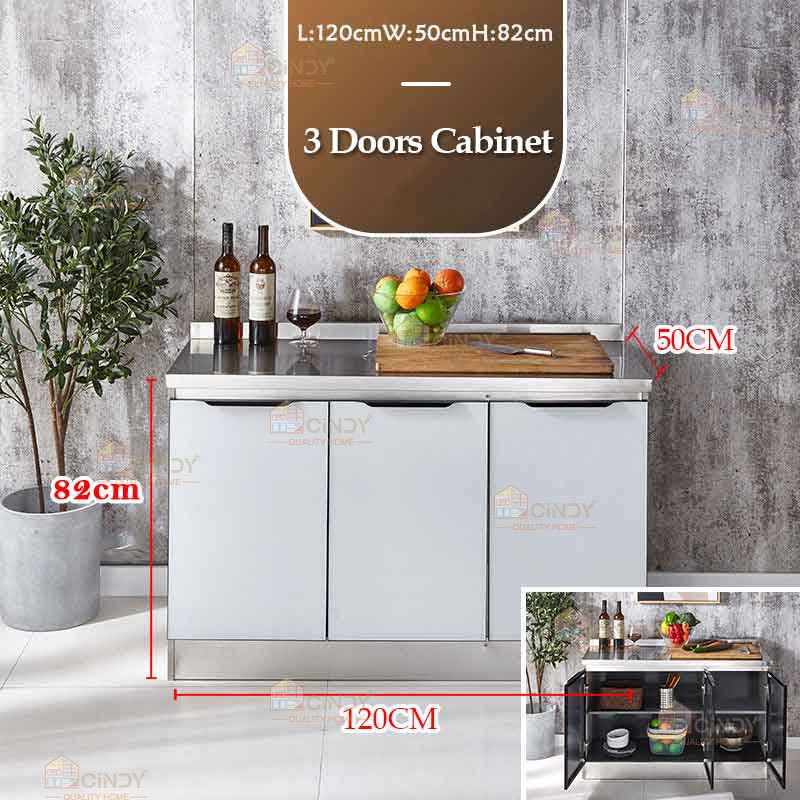 Ready Stock！Grey Industrial Kitchen Stainless Steel Sink Cabinet Table ...