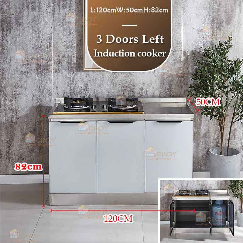 Ready Stock！Grey Industrial Kitchen Stainless Steel Sink Cabinet Table ...