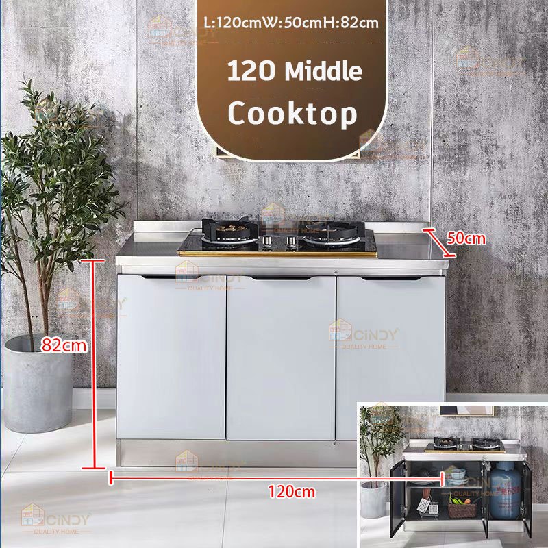 Ready Stock！Grey Industrial Kitchen Stainless Steel Sink Cabinet Table ...
