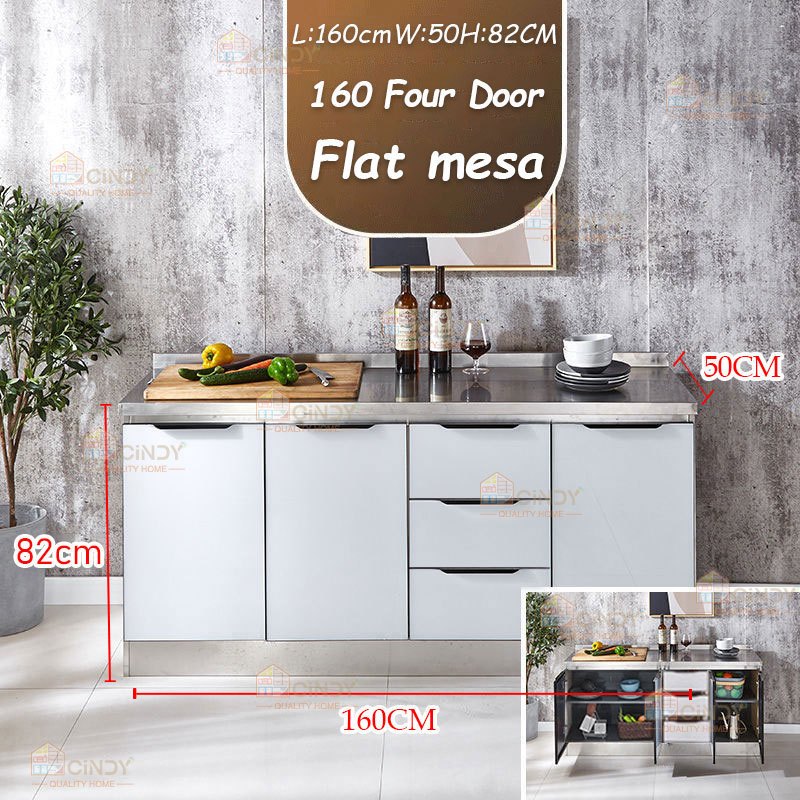 Ready Stock！Grey Industrial Kitchen Stainless Steel Sink Cabinet Table ...