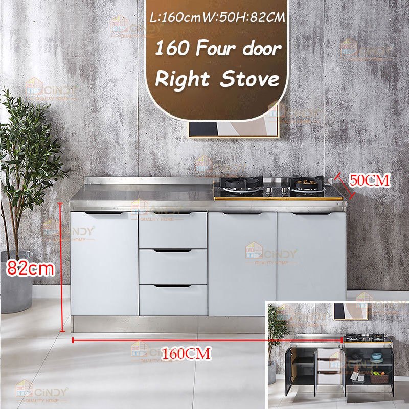Ready Stock！Grey Industrial Kitchen Stainless Steel Sink Cabinet Table ...