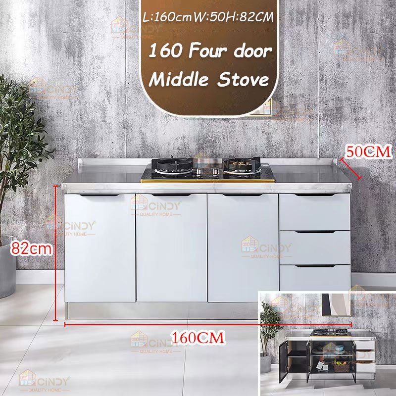 Ready Stock！Grey Industrial Kitchen Stainless Steel Sink Cabinet Table ...