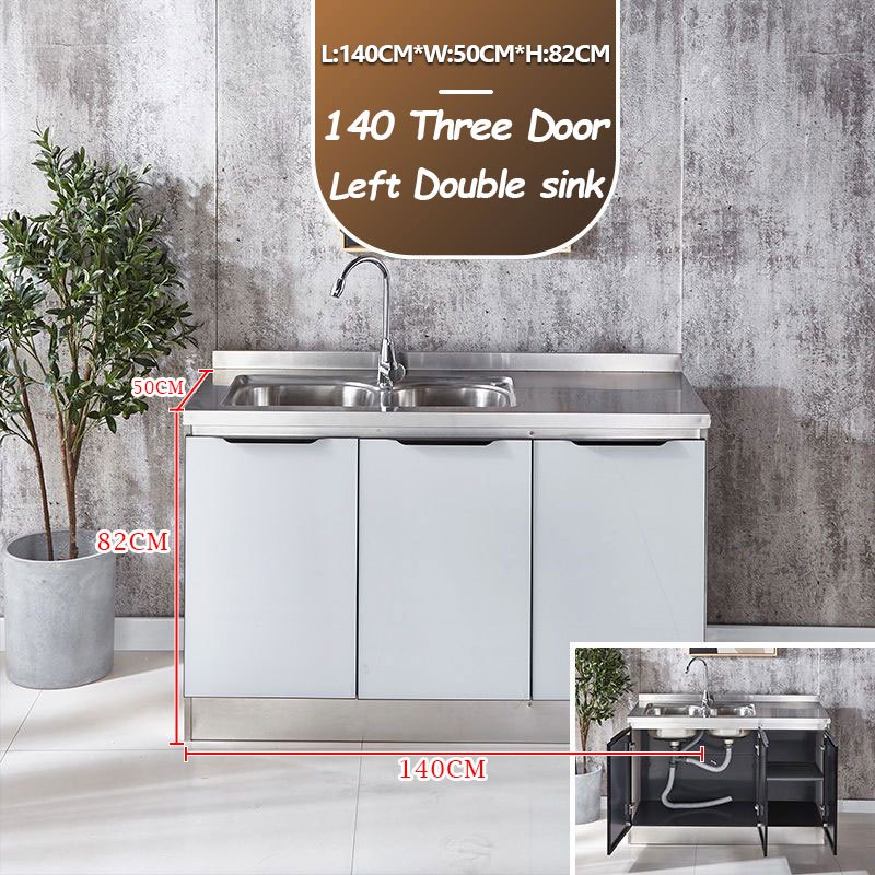 Ready Stock！Grey Industrial Kitchen Stainless Steel Sink Cabinet Table ...