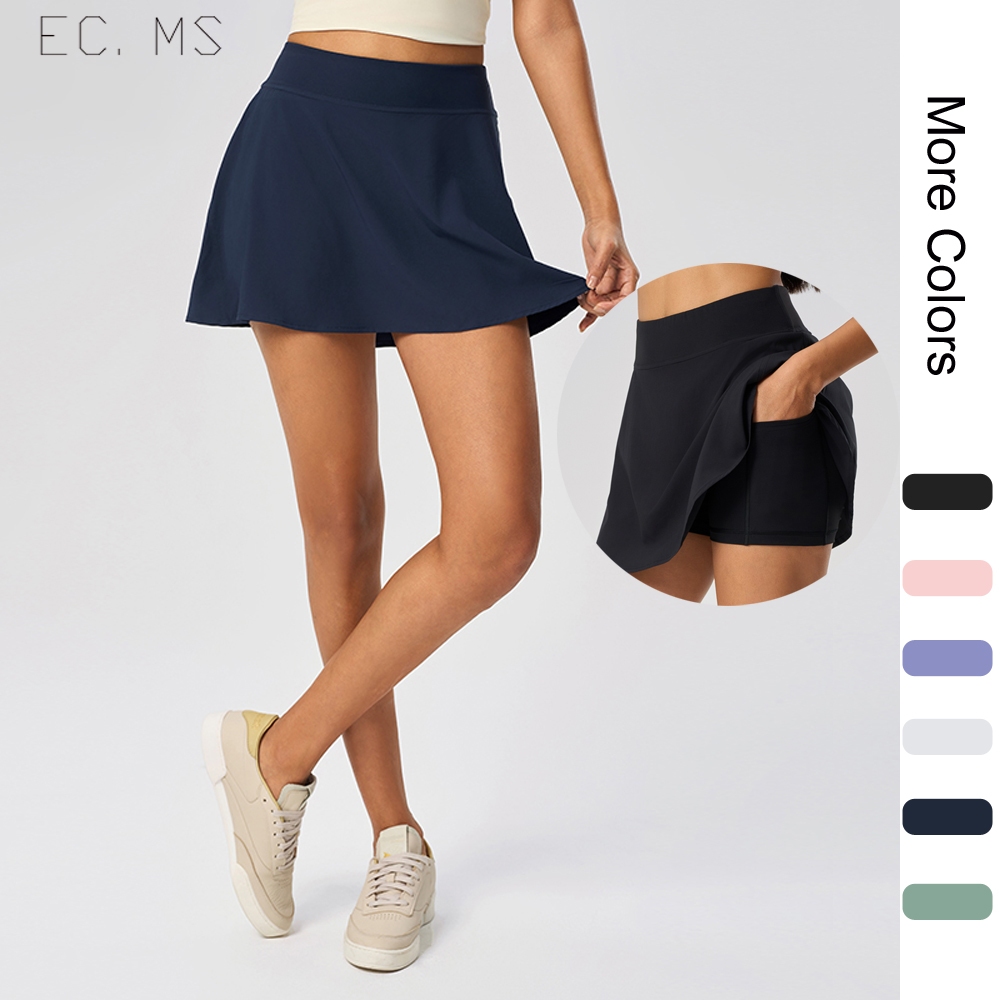 Women Sport Skort with Anti-glare Shorts 2in1 Pockets A Line Cool Quick ...