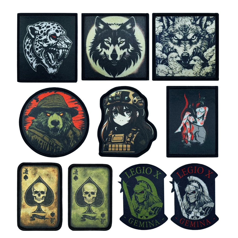 Woven Mark Printing Tactical Badge Snow Leopard Bear Wolf Viking Velcro ...