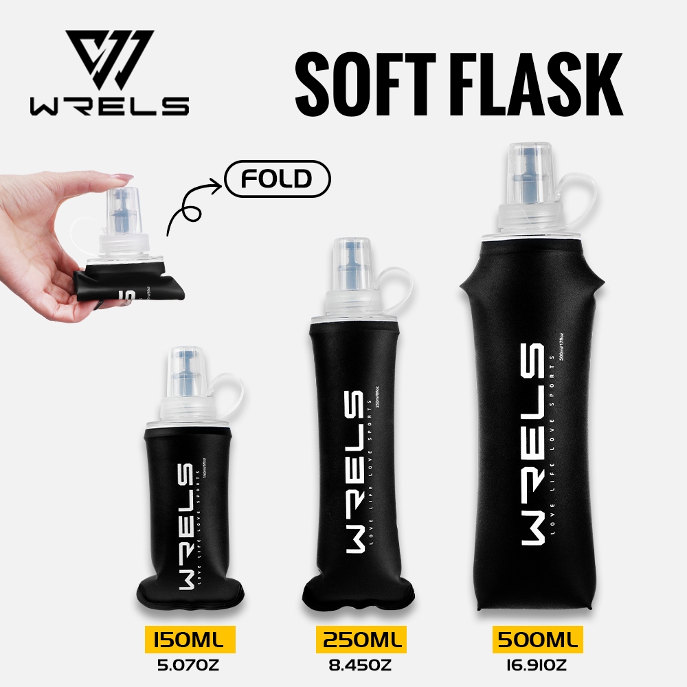 WRELS Foldable Sports Soft Water Bottle Outdoor Hiking Mountaineering ...
