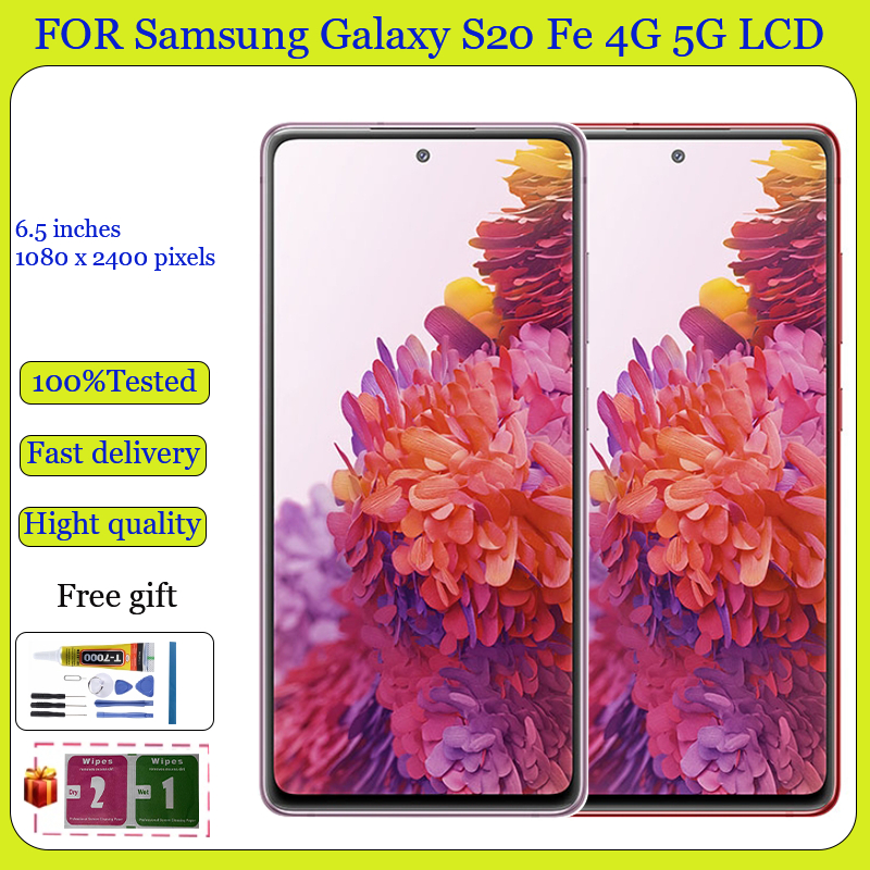Original AMOLED Samsung Galaxy S20 FE 4G 5G LCD Display Touch Screen With Frame Replacement ...