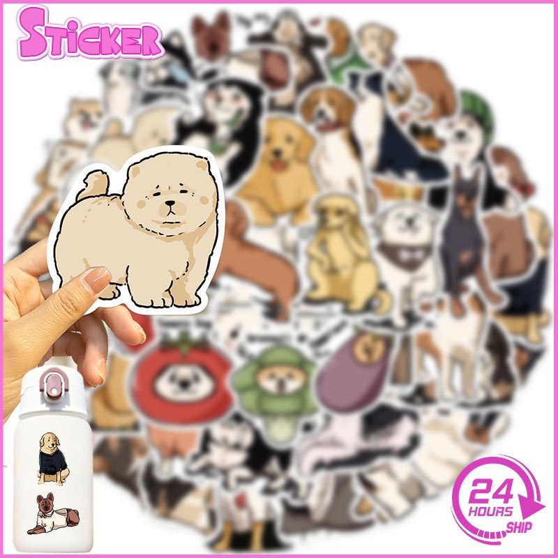 Set of 50Pcs Cute Hand Drawn Dogs Graffiti Stickers Cartoon Waterproof ...